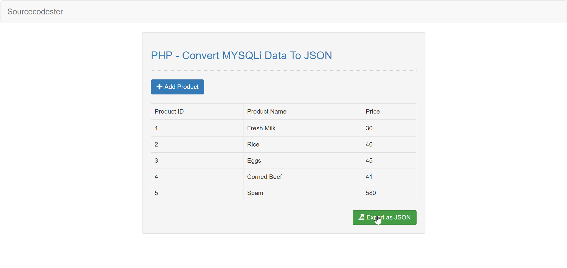 Php Convert Mysqli Data To Json Sourcecodester
