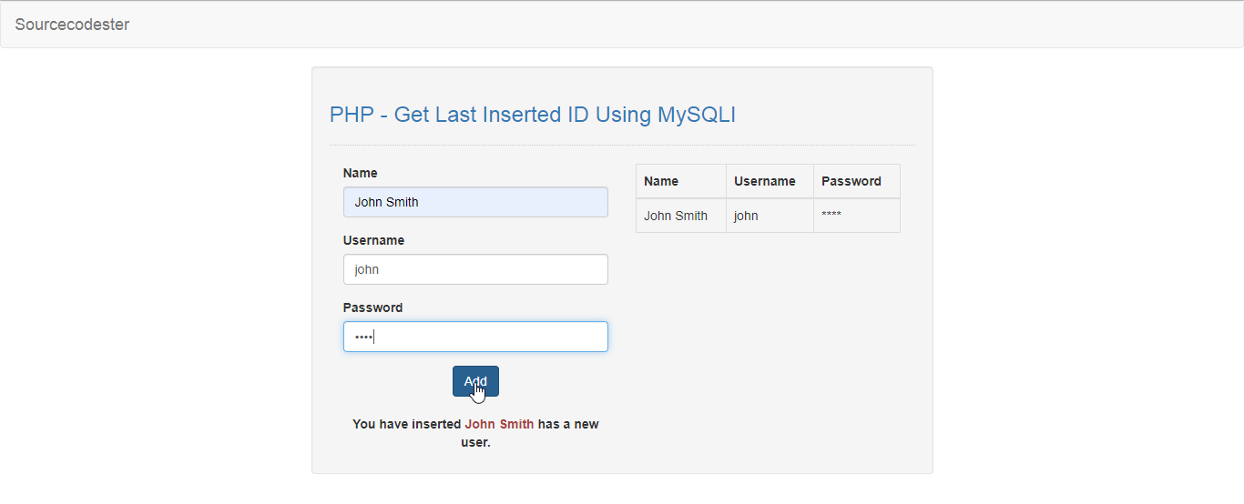 PHP Get Last Inserted ID Using MySQLI SourceCodester