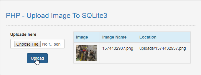 Php Upload Image To Sqlite Sourcecodester