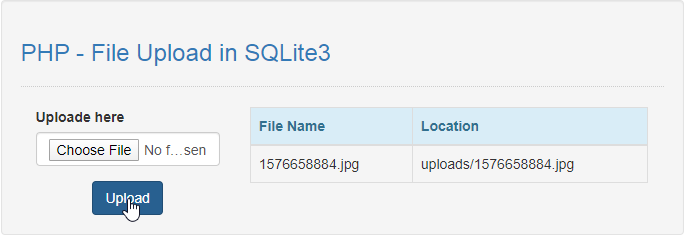 Php File Upload In Sqlite Sourcecodester