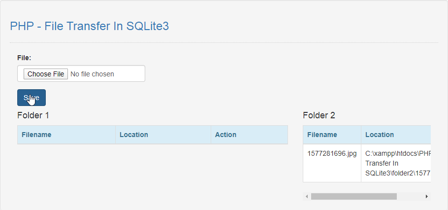 Php File Transfer In Sqlite Sourcecodester