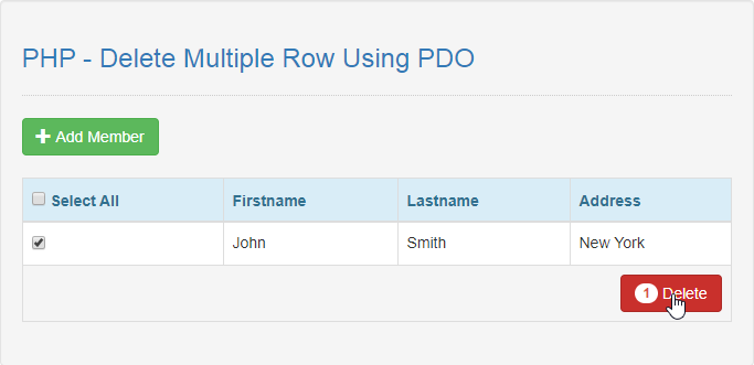 Php Delete Multiple Row Using Pdo Sourcecodester