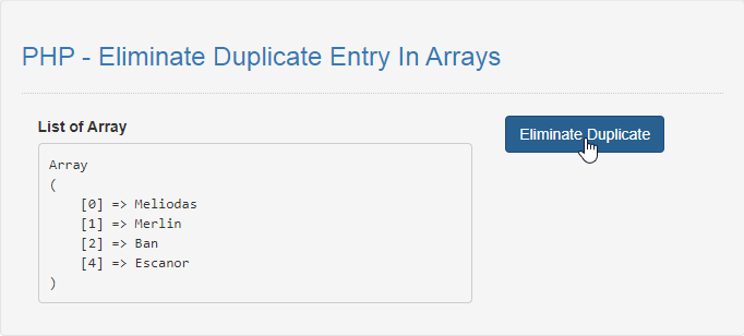 Php Eliminate Duplicate Entry In Arrays Sourcecodester