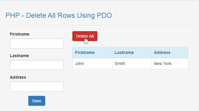 PHP Delete All Rows Using PDO SourceCodester