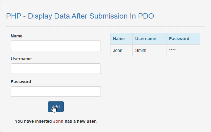 Php Display Data After Submission In Pdo Sourcecodester