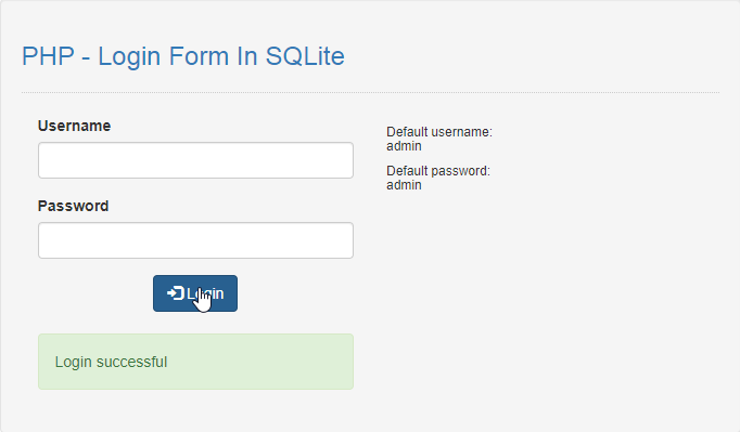Php Login Form In Sqlite Sourcecodester