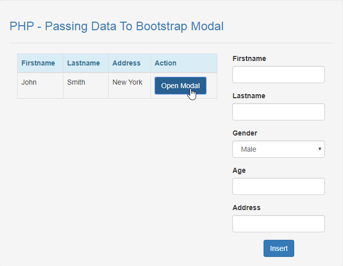 Php Passing Data To Bootstrap Modal Sourcecodester