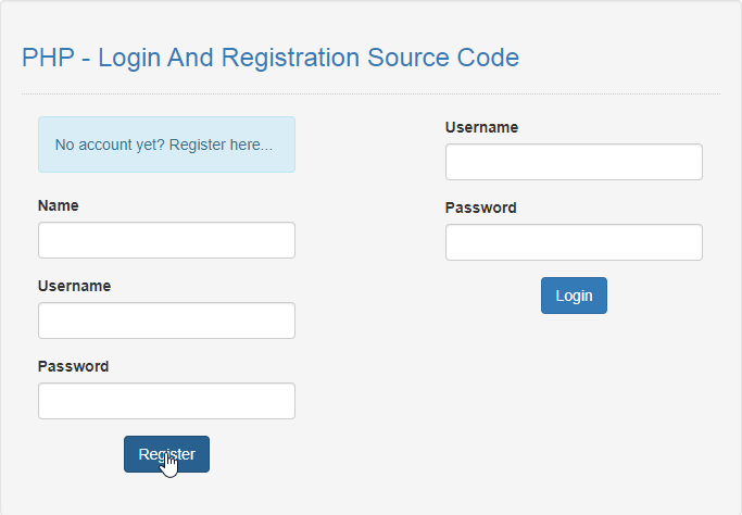 Php Login And Registration Source Code Sourcecodester