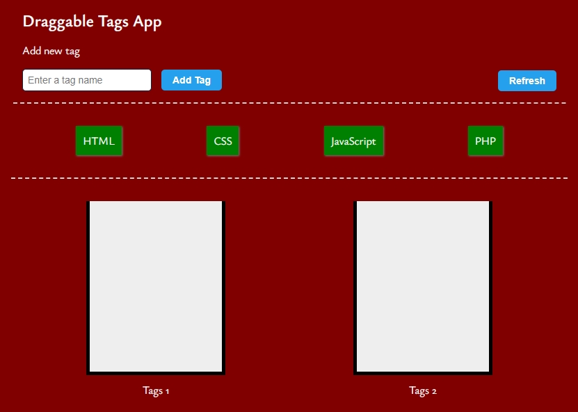 Draggable Tags App Using Hmtl Css In Vanillajs With Source Code