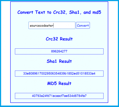 How To Convert Text To Crc32 Md5 And Sha1 In Php Free Source Code Tutorials And Articles 4996