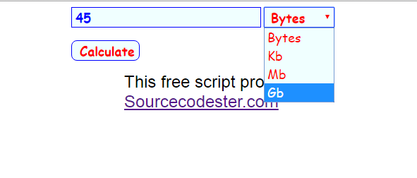 How To Create Byte Calculator Using JavaScript Free Source Code 