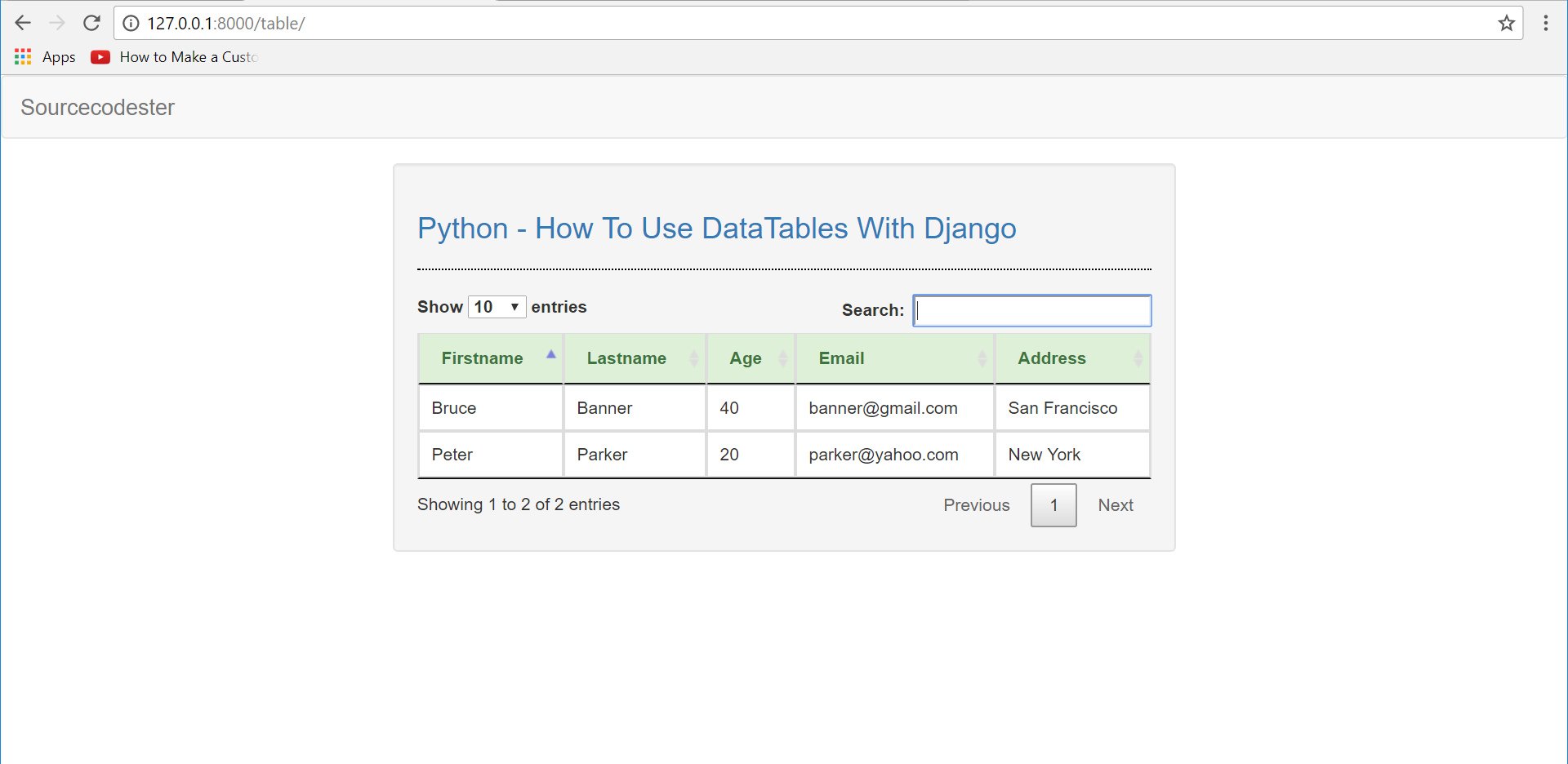 Python How To Use Datatables With Django Sourcecodester