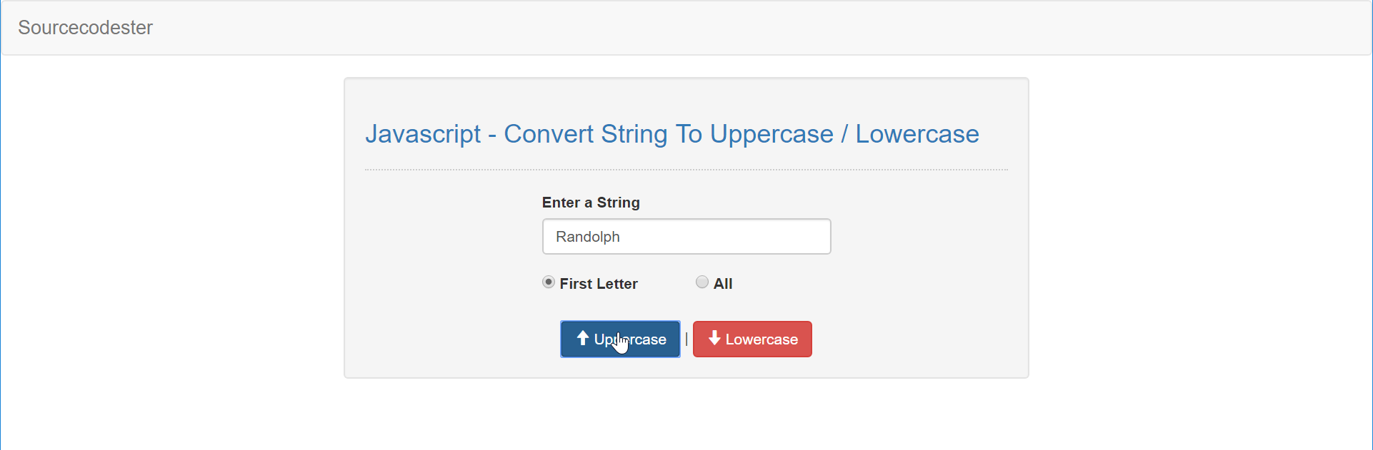 Javascript Convert String To Uppercase And Lowercase SourceCodester