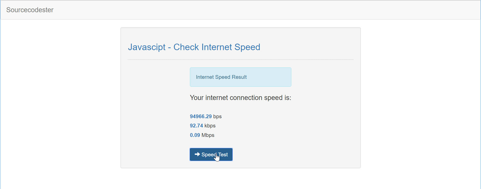 JavaScript - Check Internet Speed | SourceCodester JavaScript - Check Internet Speed | SourceCodester
