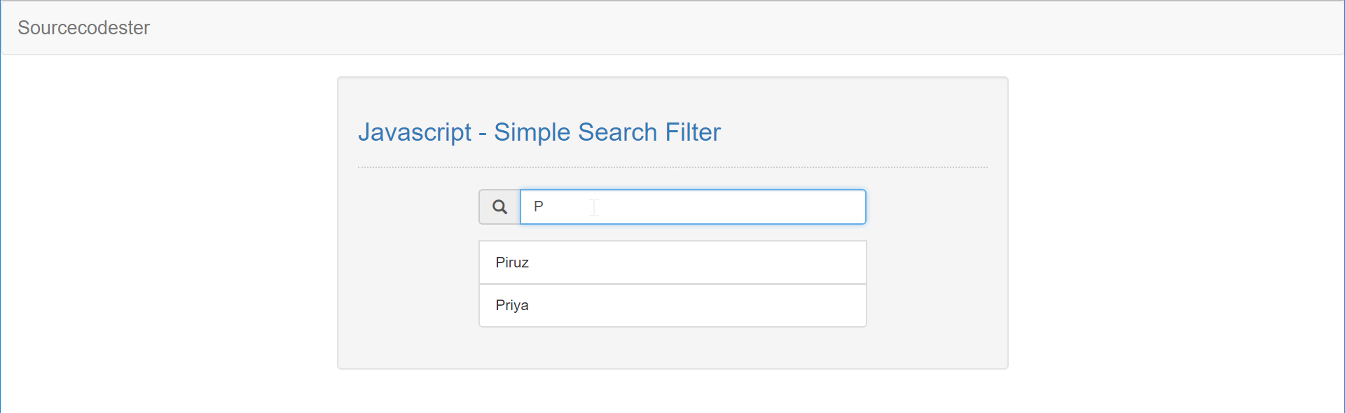 Javascript Simple Search Filter Sourcecodester