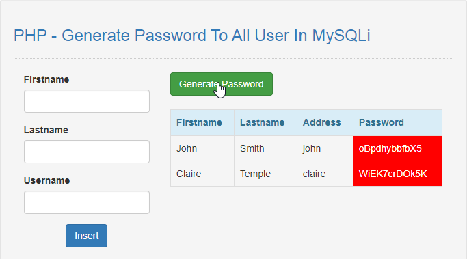Php Generate Password To All User In Mysqli Sourcecodester 5522