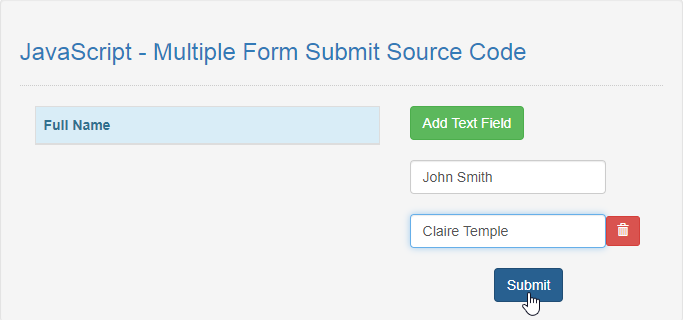 JavaScript Multiple Form Submit Source Code SourceCodester
