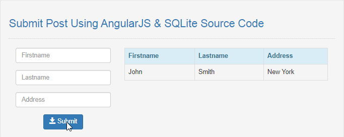 Submit Post Using Angularjs And Sqlite Source Code Sourcecodester