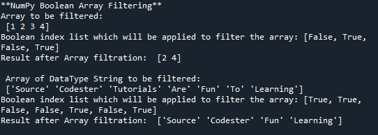 Filtering NumPy Array SourceCodester