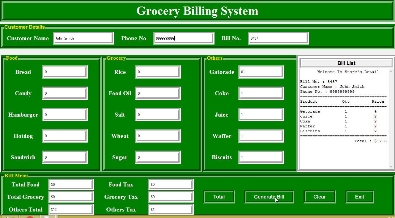 Grocery Billing System Using Python With Source Code SourceCodester