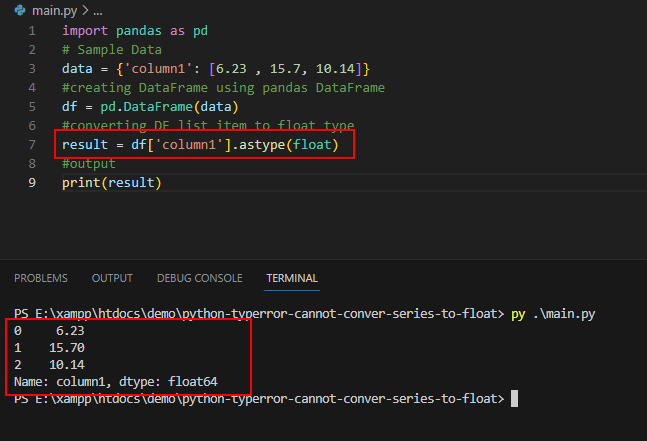 Python Error TypeError Cannot Convert The Series To Class float 