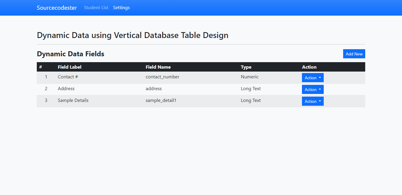 Handling Dynamic Data Fields Using Database Vertical Table Design In 