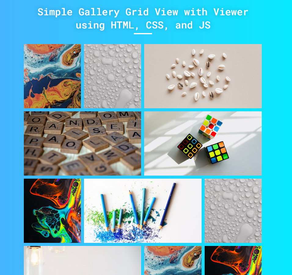 Creating An Image Gallery Grid View With Preview Modal Using Html Css And Js Tutorial