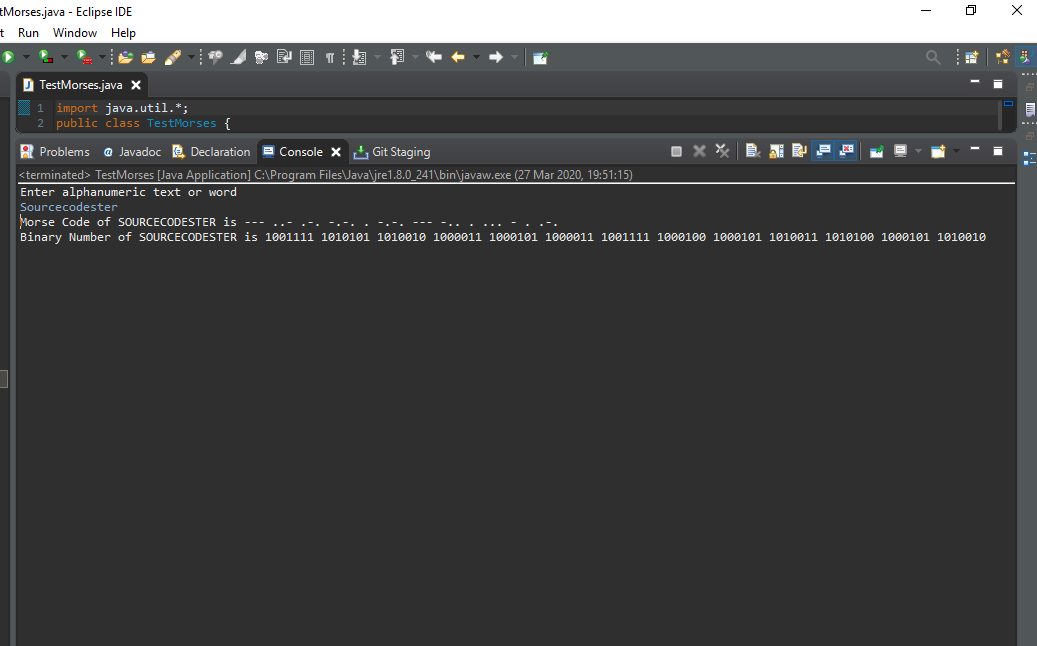 Text to Morse Code and Binary | SourceCodester