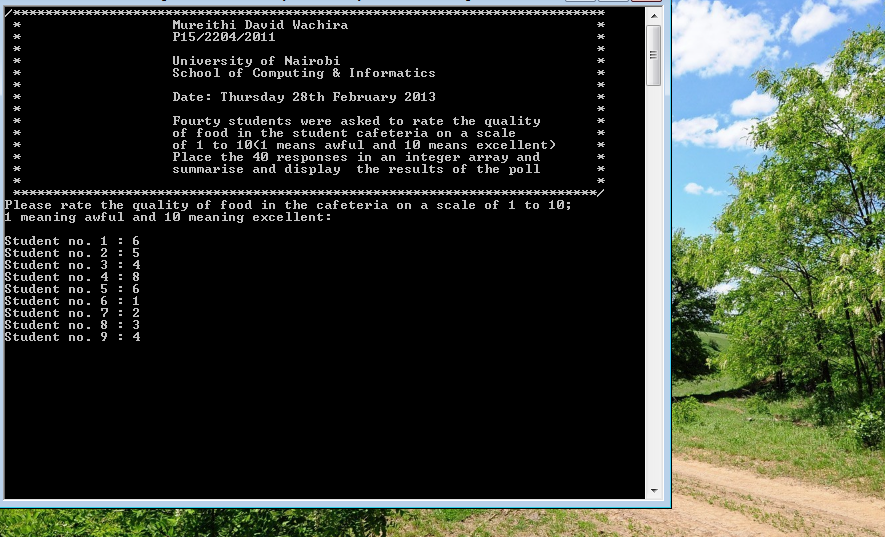 C Program - Cafeteria Rating | SourceCodester