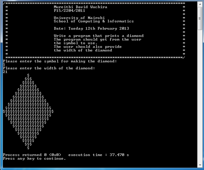 Diamond Printing Program In C SourceCodester