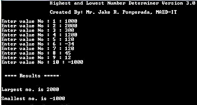Highest And Lowest Numbers Version 3 0 SourceCodester