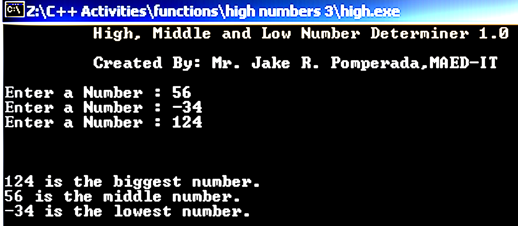 Lowest Middle And Highest Number Determiner Version 1 0 Free Source 