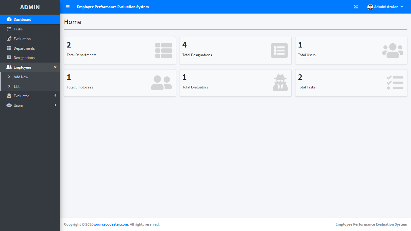 Employee Performance Evaluation System In PHP MySQLi With Source Code 