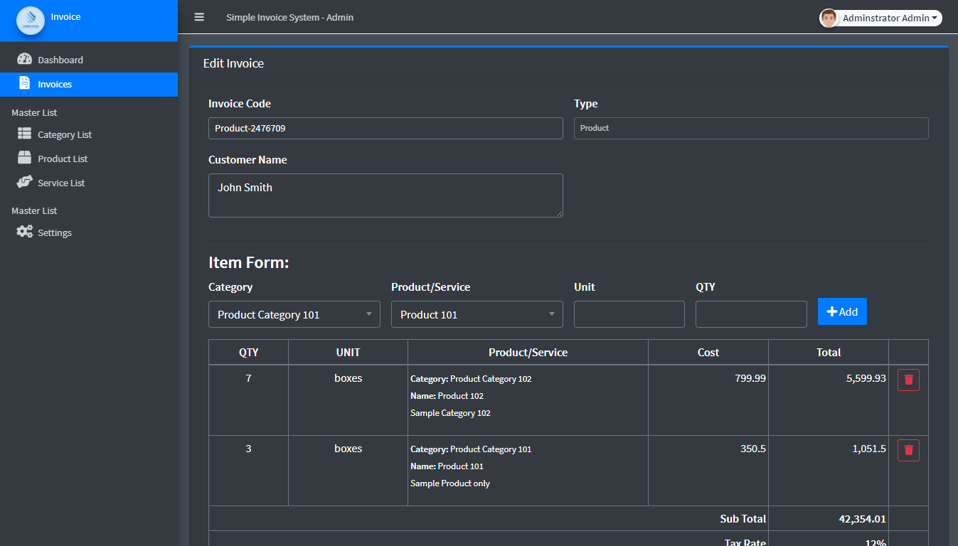 Invoice System Using PHP OOP Free Source Code SourceCodester