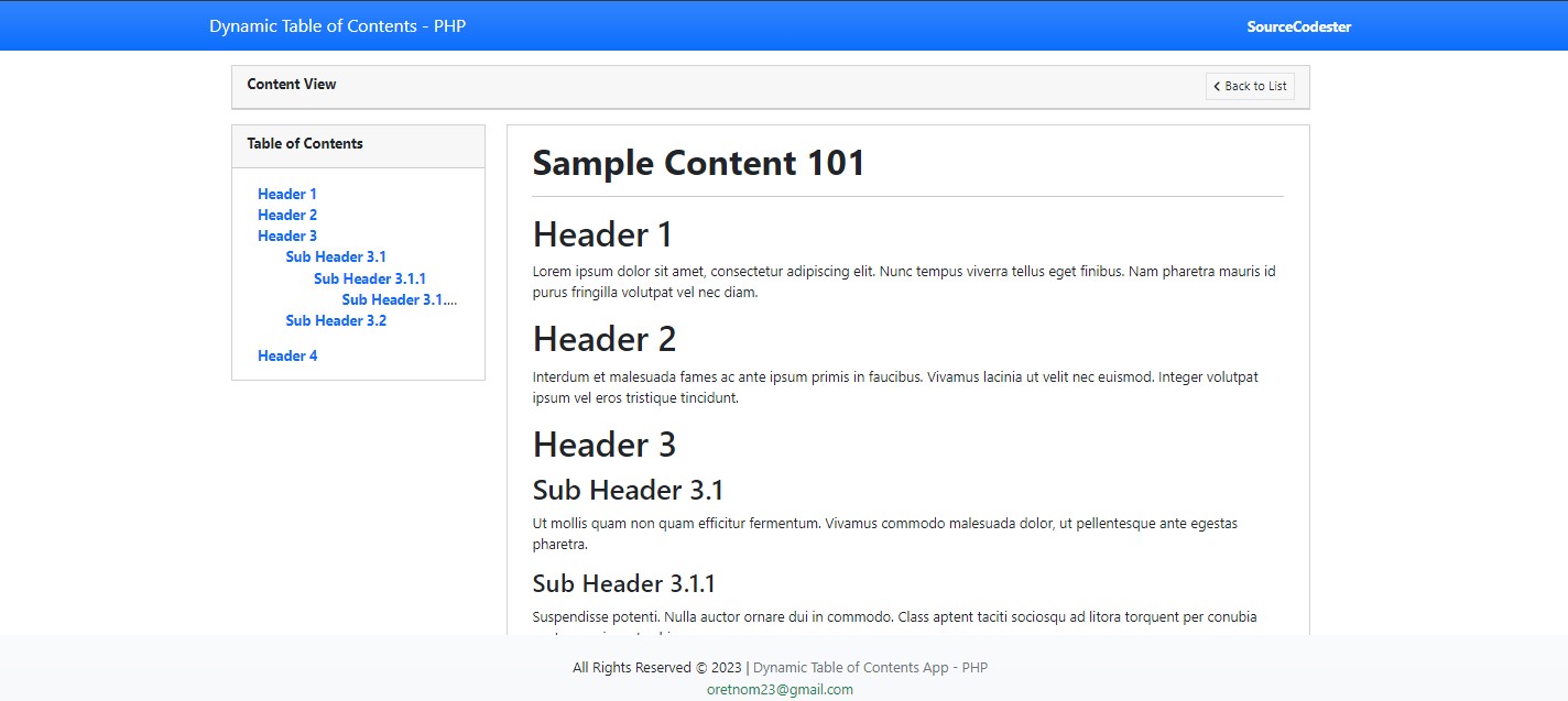 Dynamic Table of Contents in PHP Free Source Code | SourceCodester Dynamic Table of Contents in PHP Free Source Code | SourceCodester