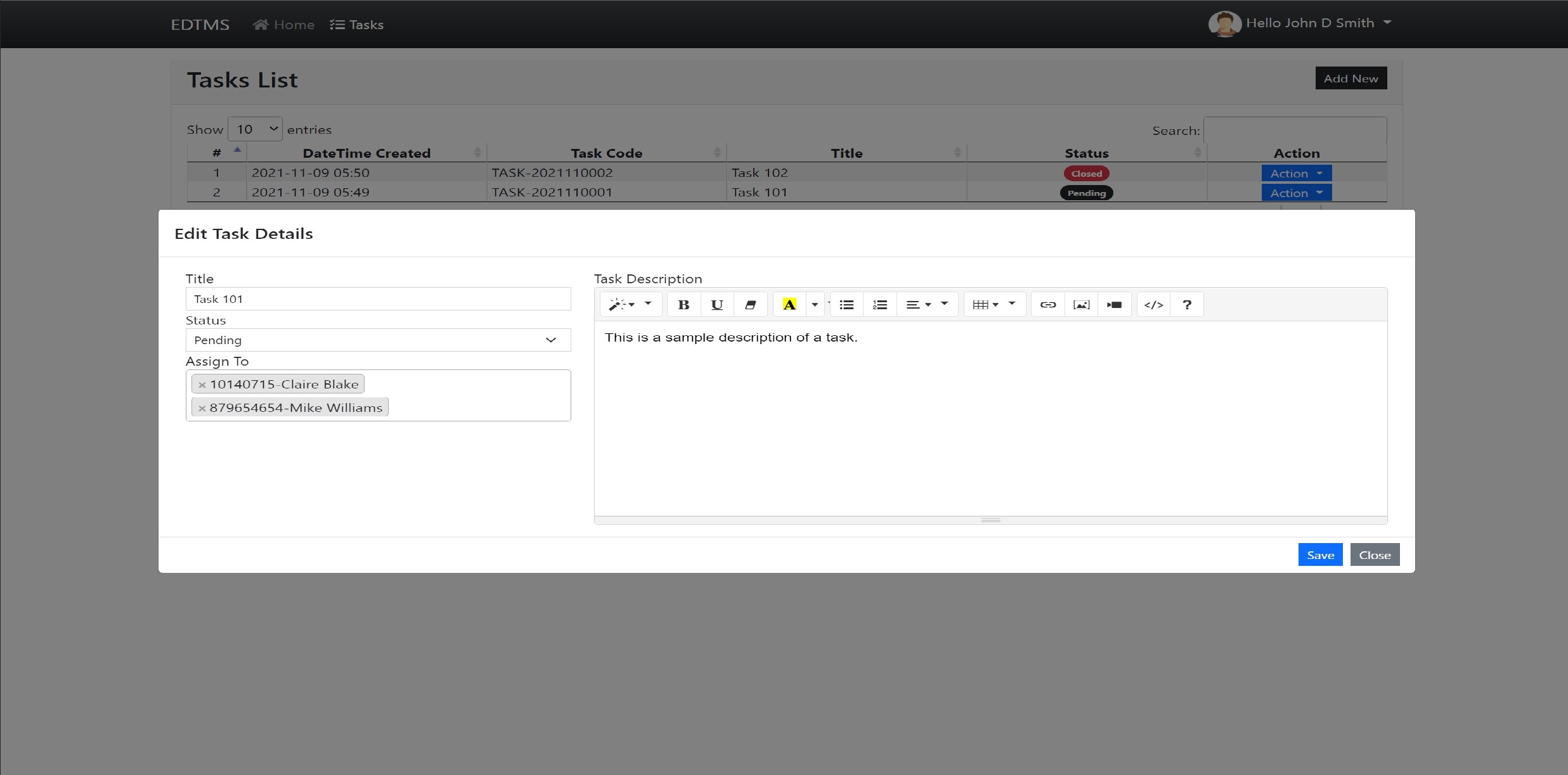 Employee Daily Task Management System In PHP And SQLite With Source