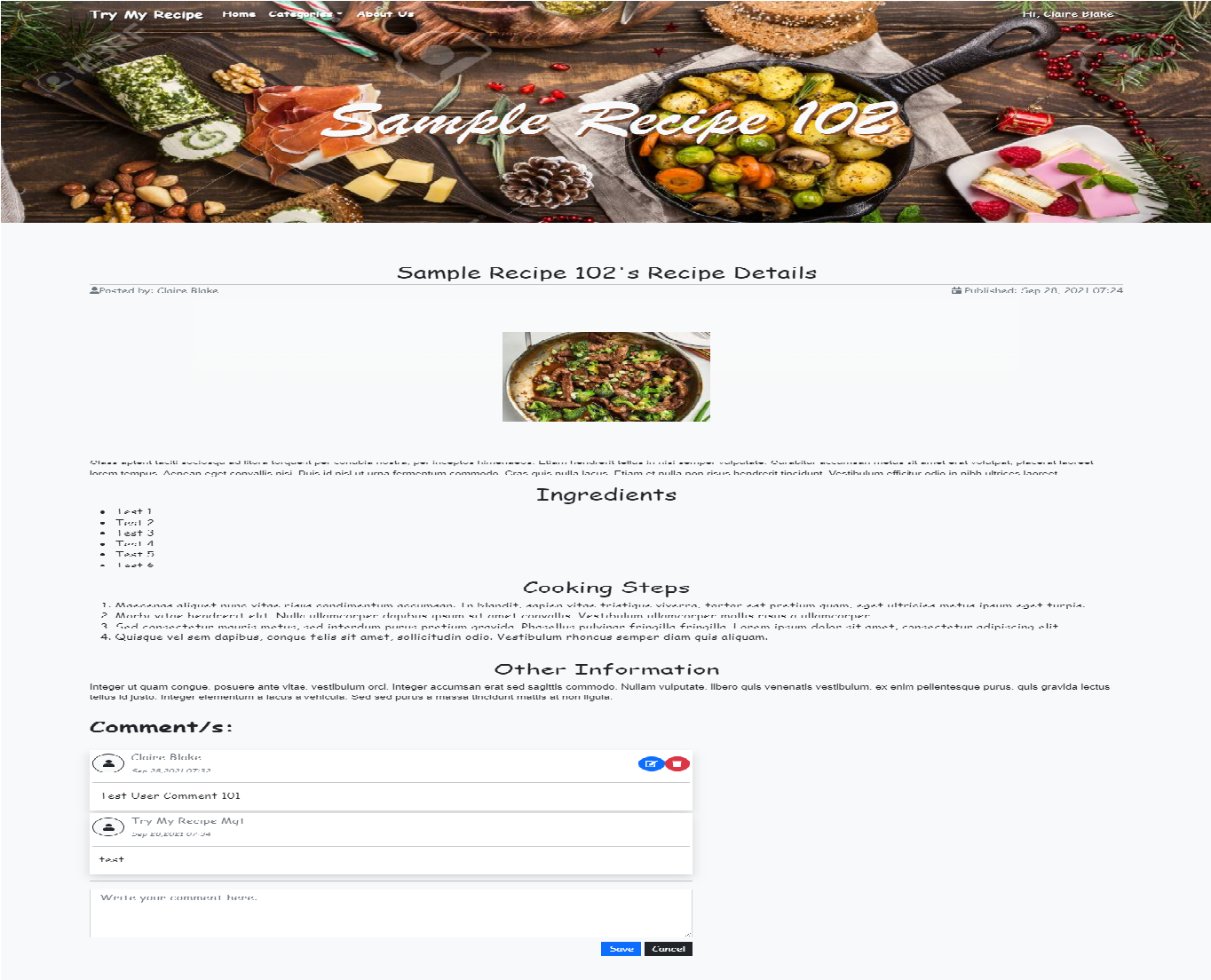 Try My Recipe Recipe Sharing Website CMS In PHP And SQLite Free 