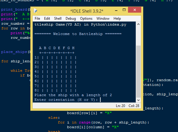 Simple Battleship Game(VS AI) in Python Free Source Code | SourceCodester