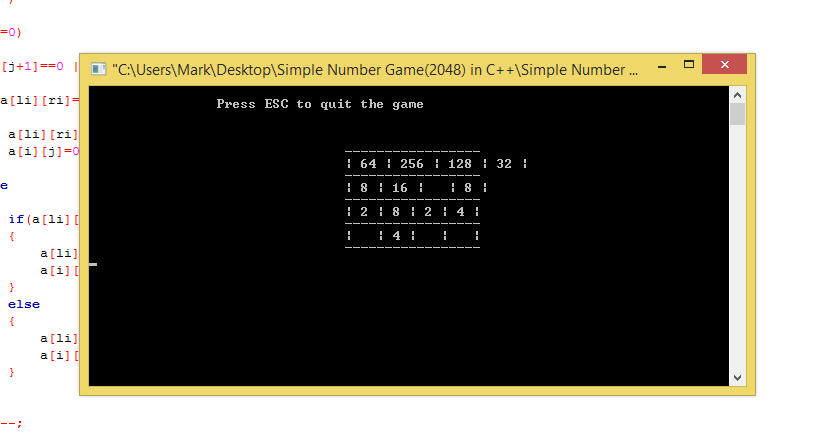 Simple Number Game(2048) in C++ Free Source Code | SourceCodester