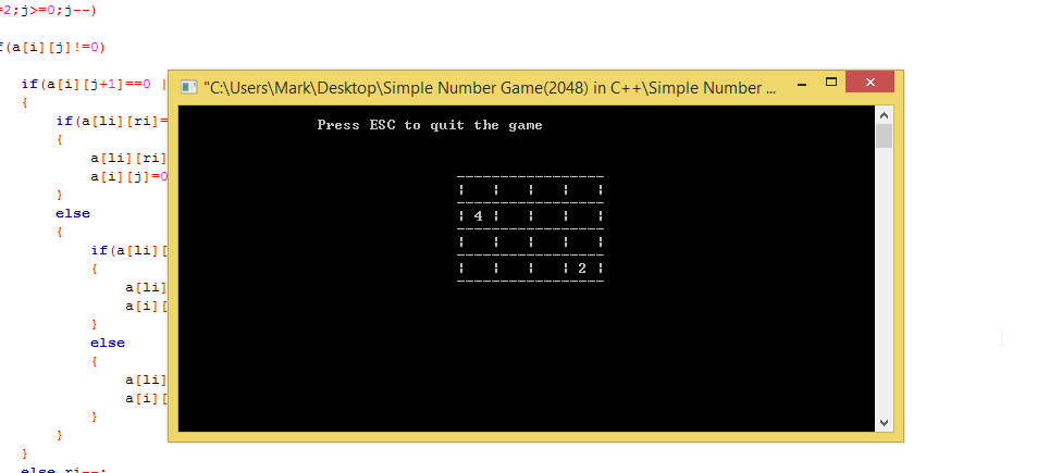 Simple Number Game(2048) in C++ Free Source Code | SourceCodester