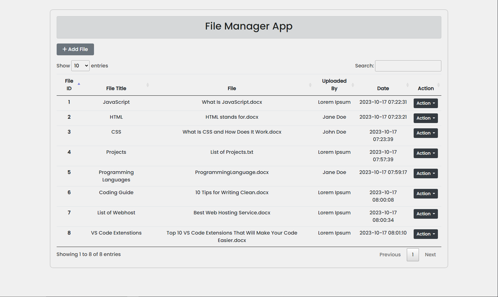 File Manager App Using Php With Source Code Sourcecodester