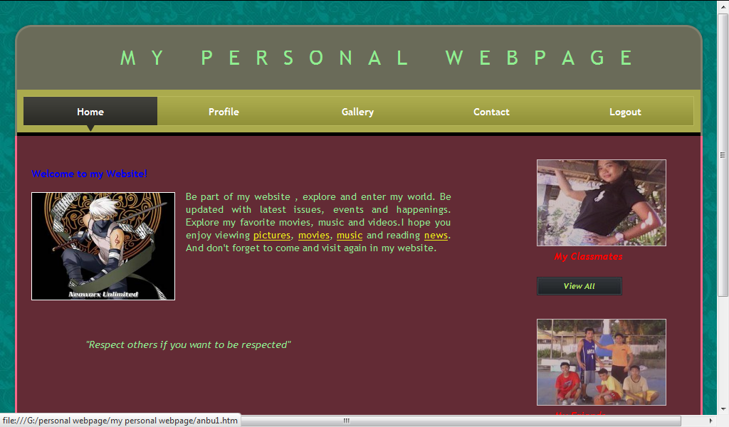 My Personal Webpage SourceCodester