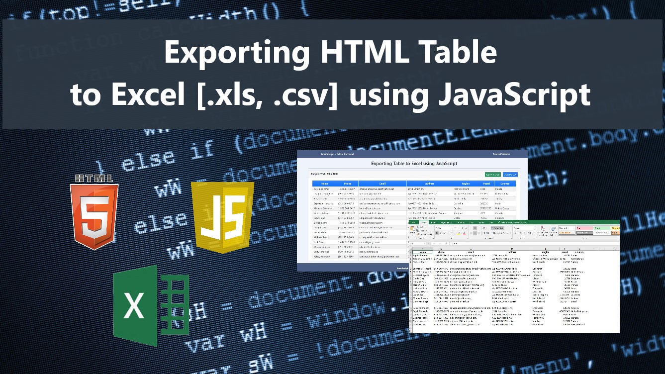 Exporting HTML Table To Excel xls csv Using JavaScript Tutorial
