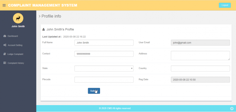 Complaint Management System In Php Free Source Code Sourcecodester