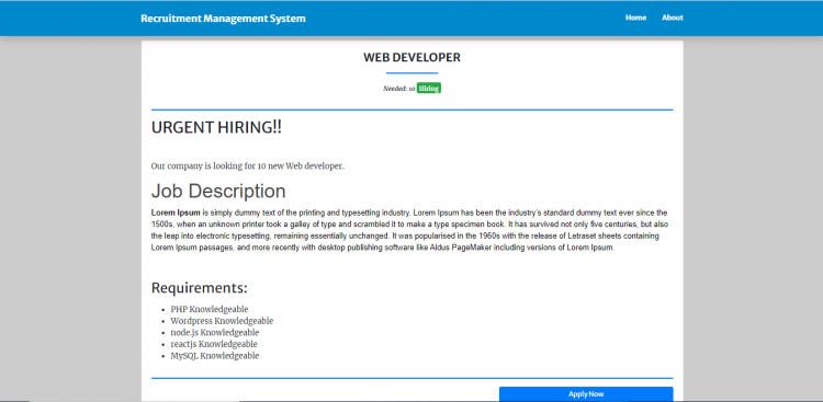 Recruitment Management System Using Php Mysql With Source Code Sourcecodester