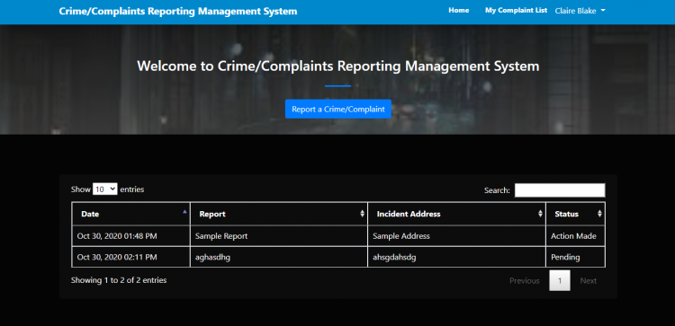 Complaints Report Management System Using Php Mysqli With Source Code