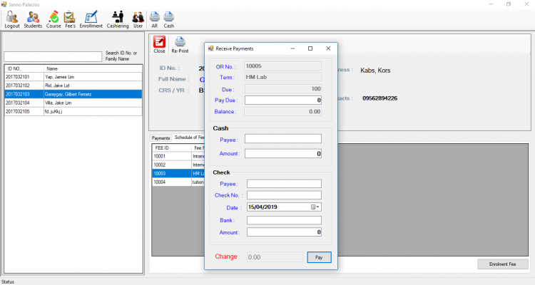 School Cashiering System With Sms Notification In Vbnet Sourcecodester