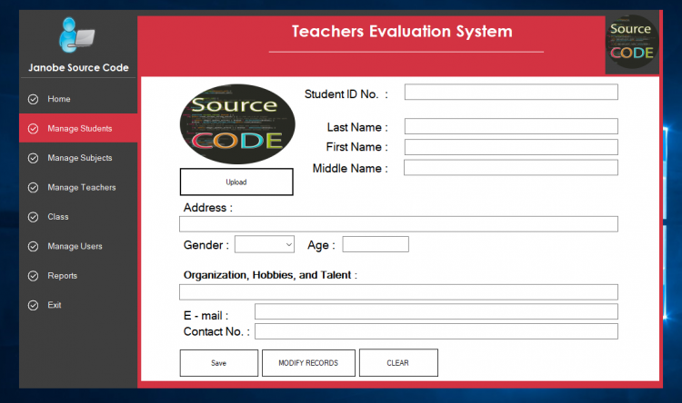 Teachers Behavior Evaluation System In Vbnet Integrated With Bunifu Frameworks Sourcecodester