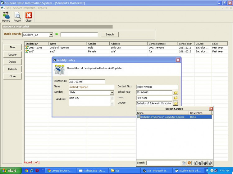 Basic Student Information System | SourceCodester Basic Student Information System | SourceCodester