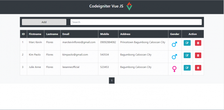 Simple Crud With Codeigniter And Vue Js With Source Code